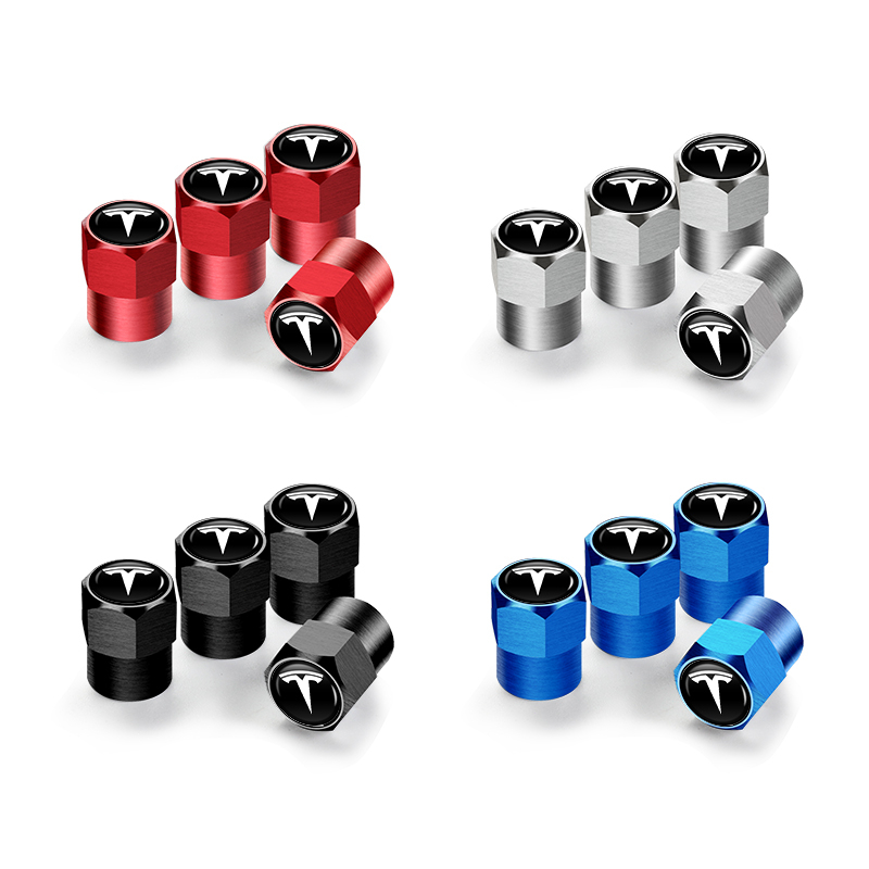 4pcs Car Wheel Tyre Valve Stem Caps Dust Accessories For Tesla Model 3 ...