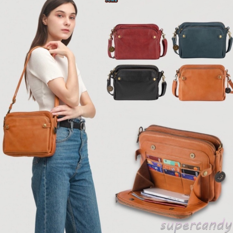 Three-Layer Leather Crossbody Bag Ladies Classic Diagonal Bags Shoulder ...