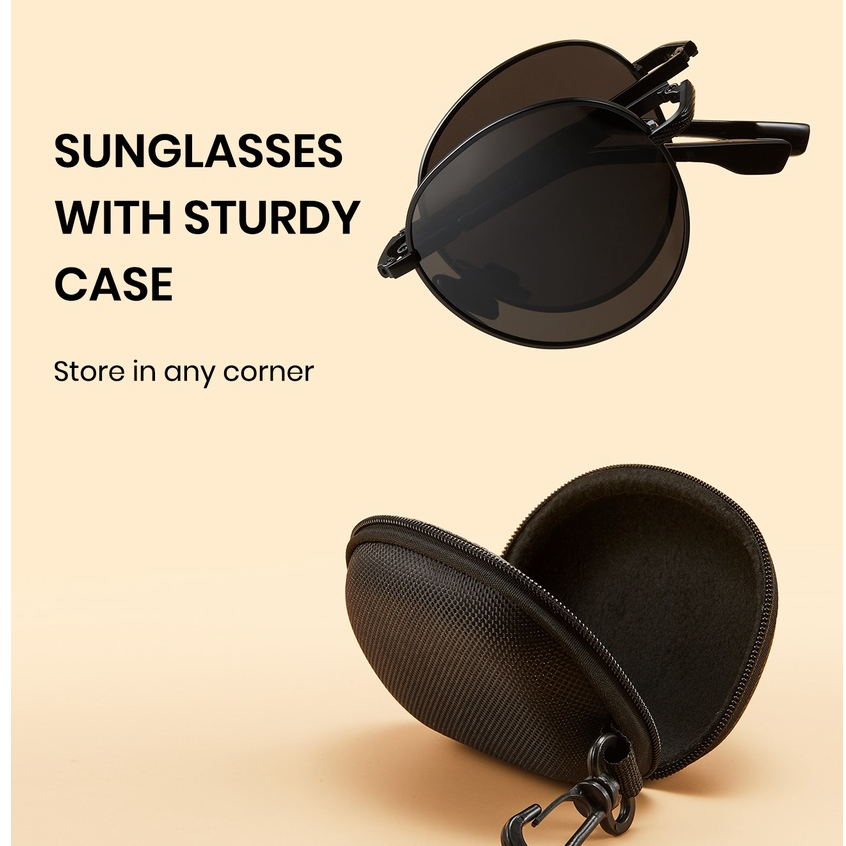 Cyxus Round Polarized Foldable Sunglasses for Women Men Folding Sun ...