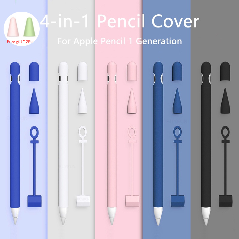 4 in 1 Colorful Soft Silicone Cover For Apple Pencil 1st generation ...