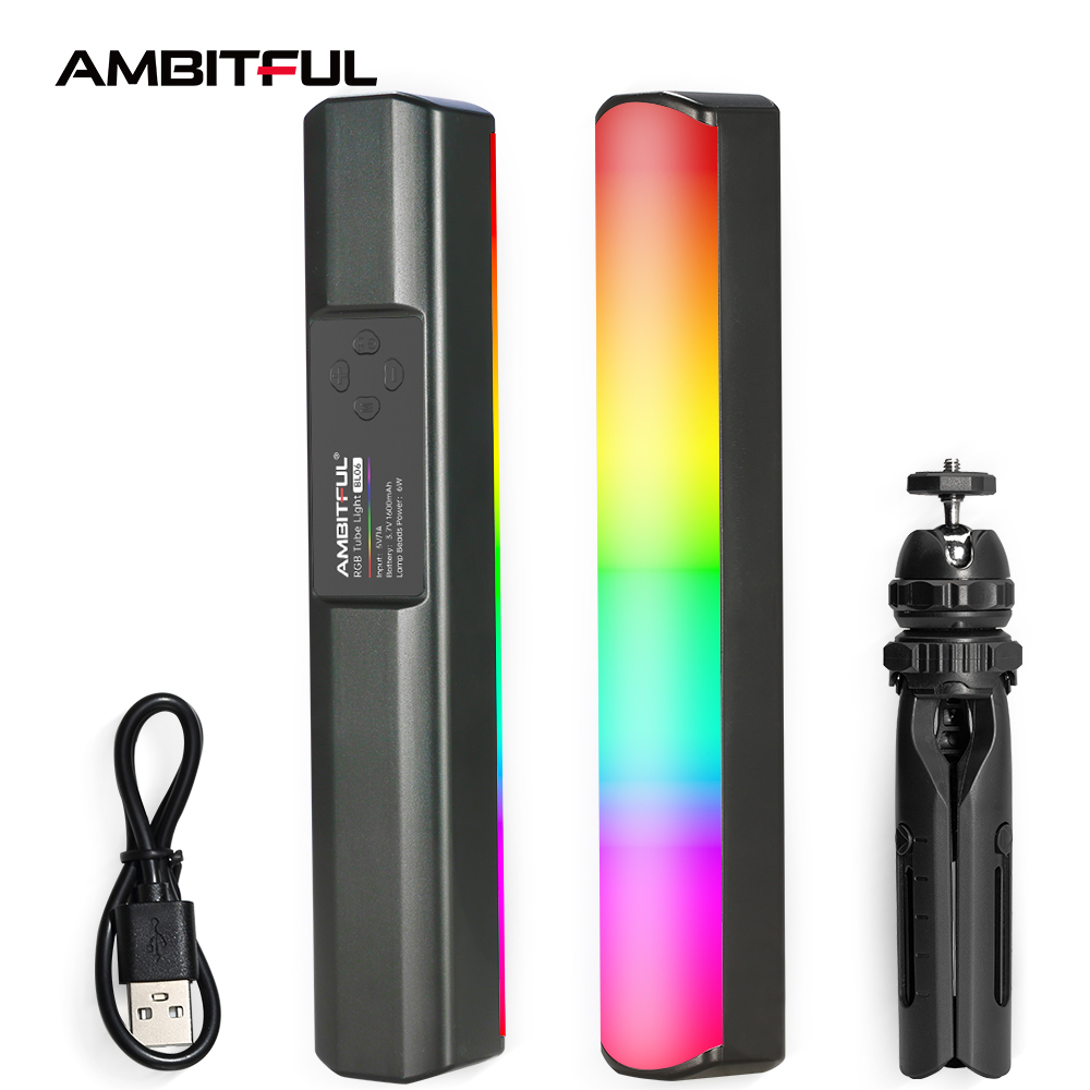 AMBITFUL BL06 RGB 3200-4500-5600K RGB LED Video Stick Tube Light Built ...
