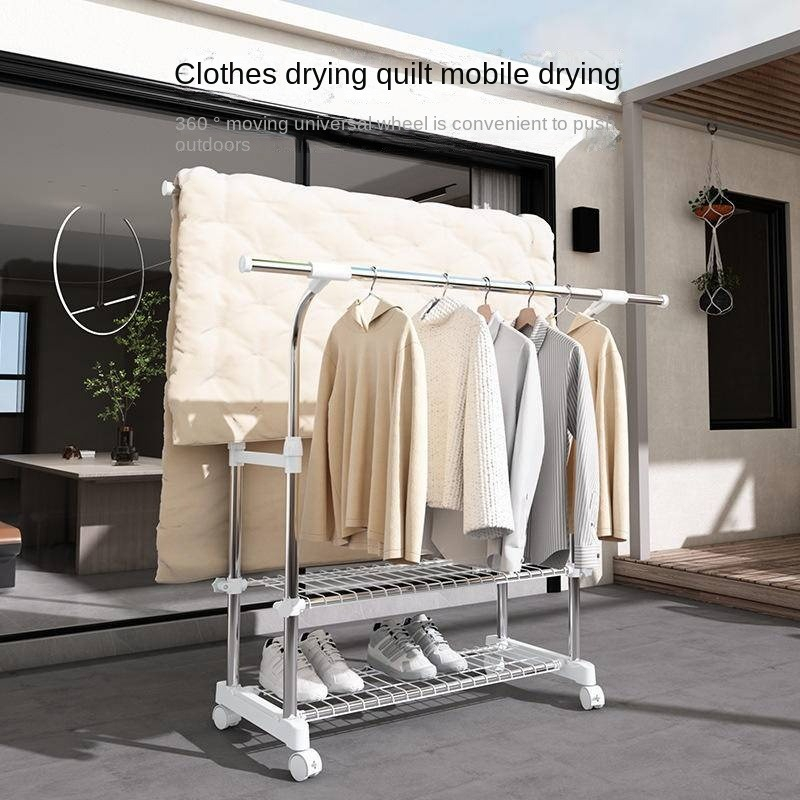 Clothes Drying Rack Flooring Drying Rack Double Rod Removable ...