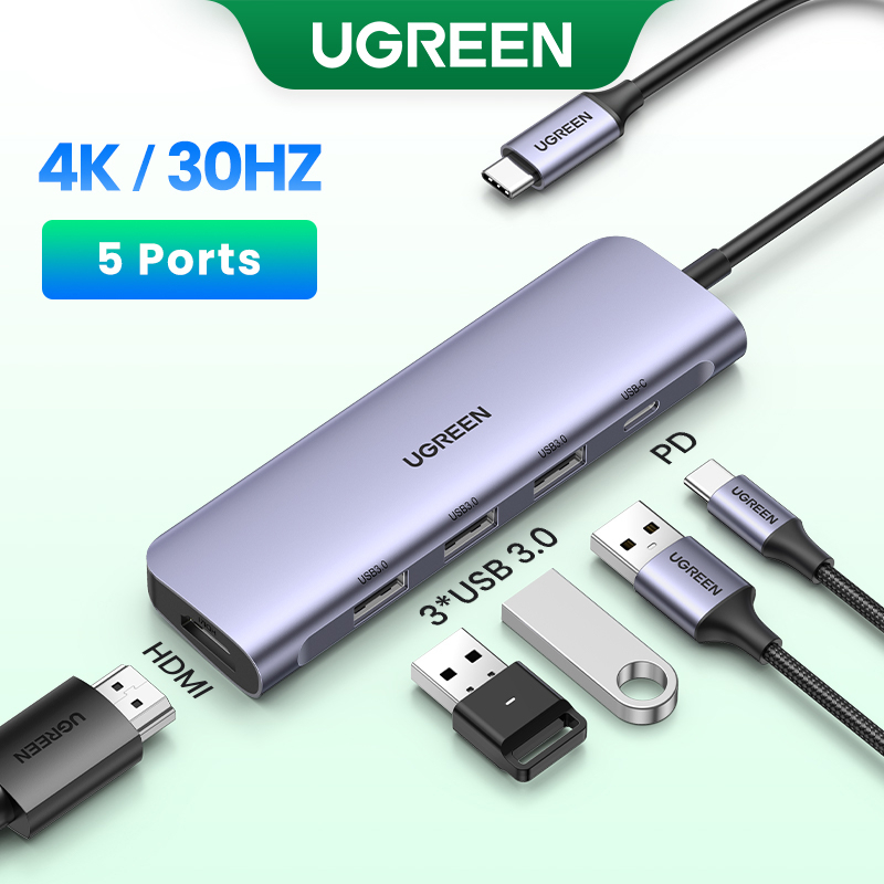 UGREEN USB C Hub With 4K HDMI, 5-In-1 Type C OTG Hub Multi-port Adapter ...