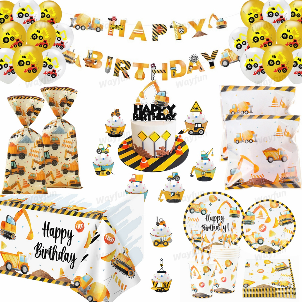 Construction Theme Birthday Party Decorations Balloons Set Happy ...