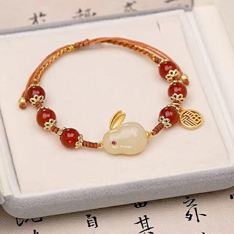 Exquisite Jade Peanut Bracelet Lucky Laurel Rabbit Crystal Handchain ...