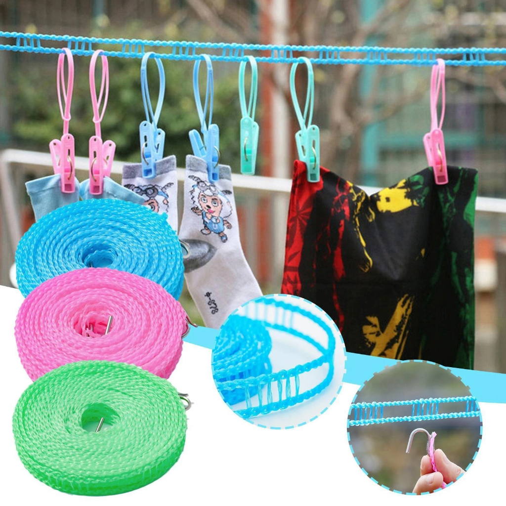Adjustable Nylon Clothesline, Windproof Clothes Drying Rope Travel ...