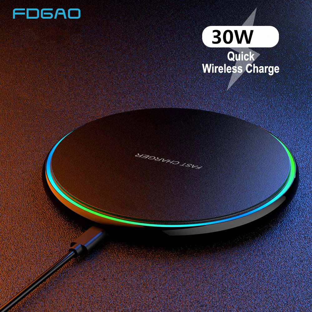 30W Wireless Charger USB C Fast Charging Pad Quick Charge QC 3.0 For ...