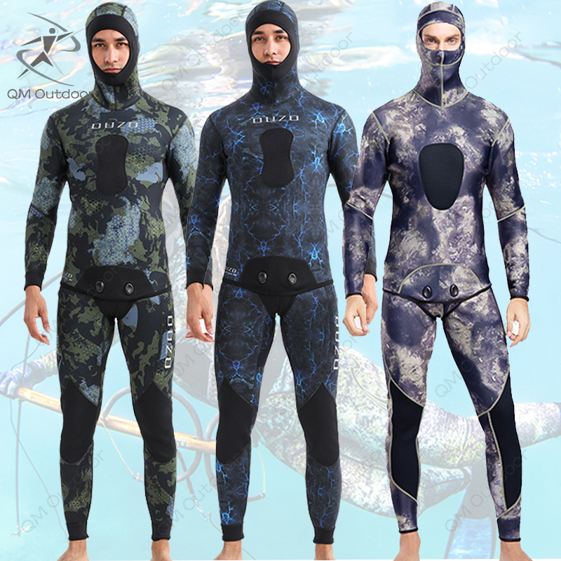 3MM Men Spearfishing Suit Camo Dive Wetsuit One Piece fullbody diving ...