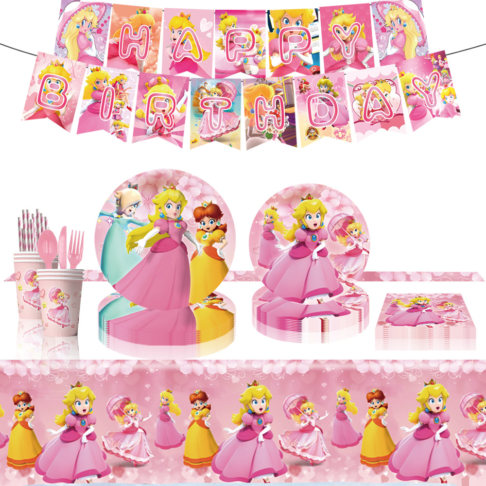 New Princess Peach Toddstool Mario Game Theme Party Decoration Supplies ...
