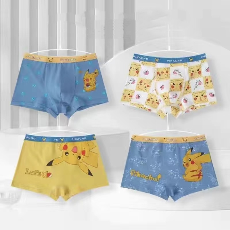Pokemon kids underwear boys Pikachu Panties shorts Cartoon Flat Panties Boxer short pants Baby ...