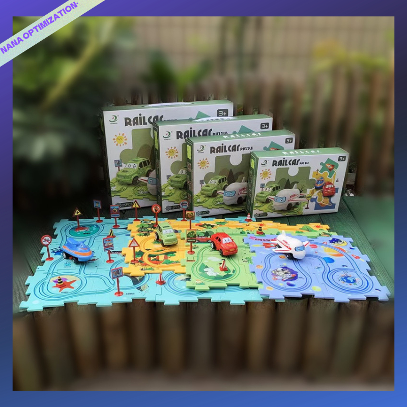 Children's puzzle puzzle, rail car, city map scene construction, DIY ...