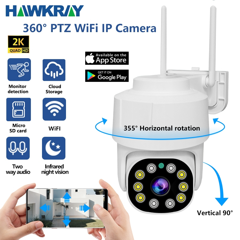 360 Degree 2K FHD WiFi Camera CCTV IP Security Cam - IP66 Waterproof IR ...