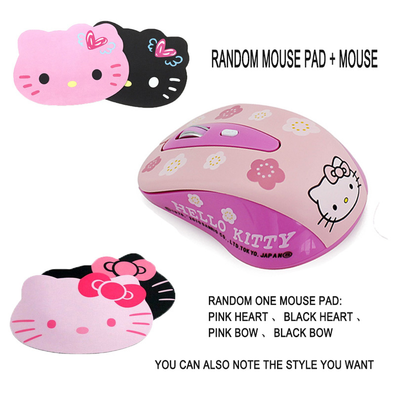 2.4Ghz USB Optical Wireless Mouse Hello Kitty Pink Wireless Mouse Mini ...