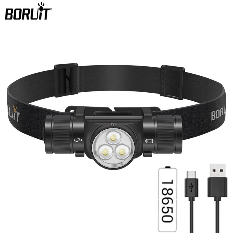 BORUiT HP330 Headlamp High Powerful LED Type-C Rechargeable Headlight ...