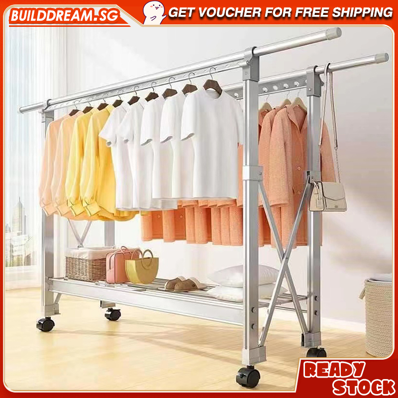 Foldable / Movable Aluminium Alloy Clothes Rack Drying Rack Laundry ...