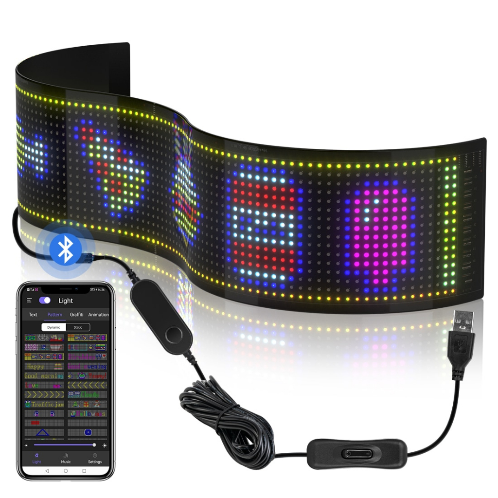 LED Matrix Pixel Panel Bluetooth APP USB 5V Flexible Addressable RGB ...