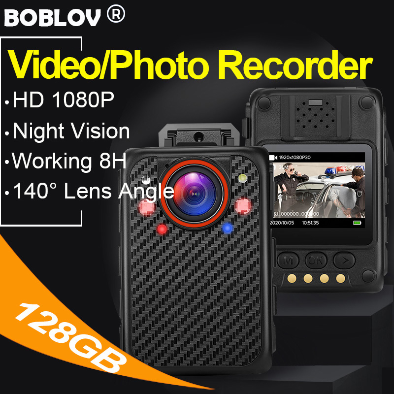 BOBLOV X1 Body Mini Sports Wearable Police Camera HD 1080P 128GB IR ...