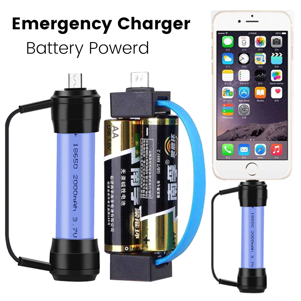 Portable Emergency Phone Charger Powered by AA Batteries with micro USB ...