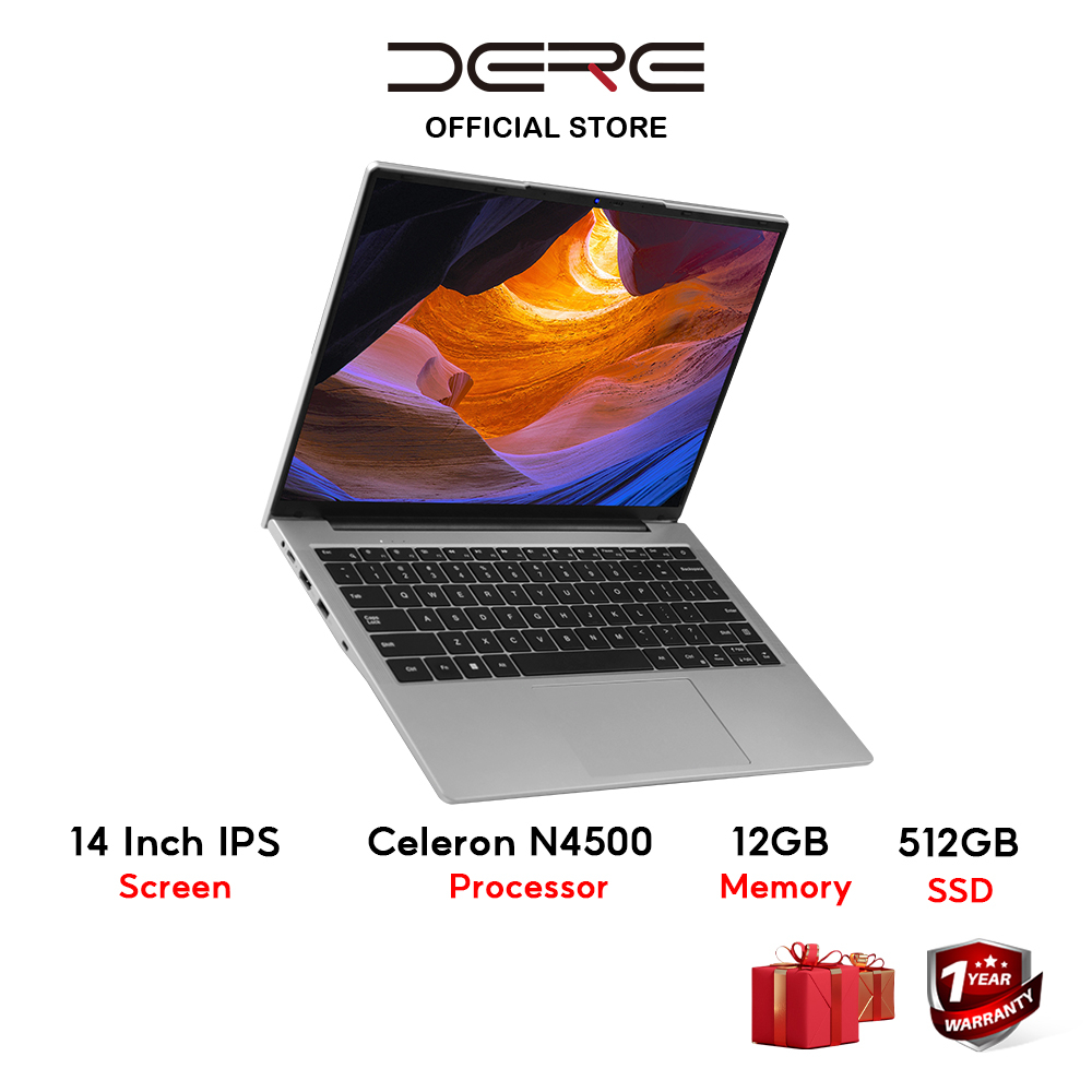DERE R14 Laptop 14 Inch FHD IPS Screen 12GB DDR4 RAM+512GB SSD Intel ...