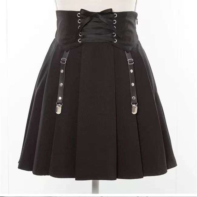 Japanese high waist A-line short skirt for girls college style anime ...