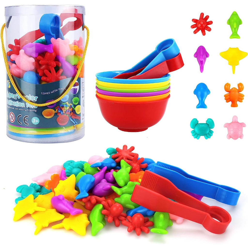 56pcs Montessori Counting Toys Color Sorting Toys for Kids Preschool ...