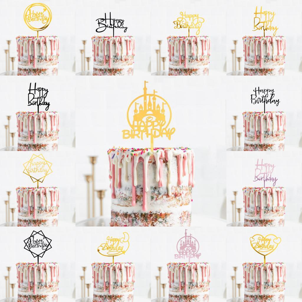 Acrylic Happy Birthday Cake Topper Birthday Cupcake Topper Cake Pick ...
