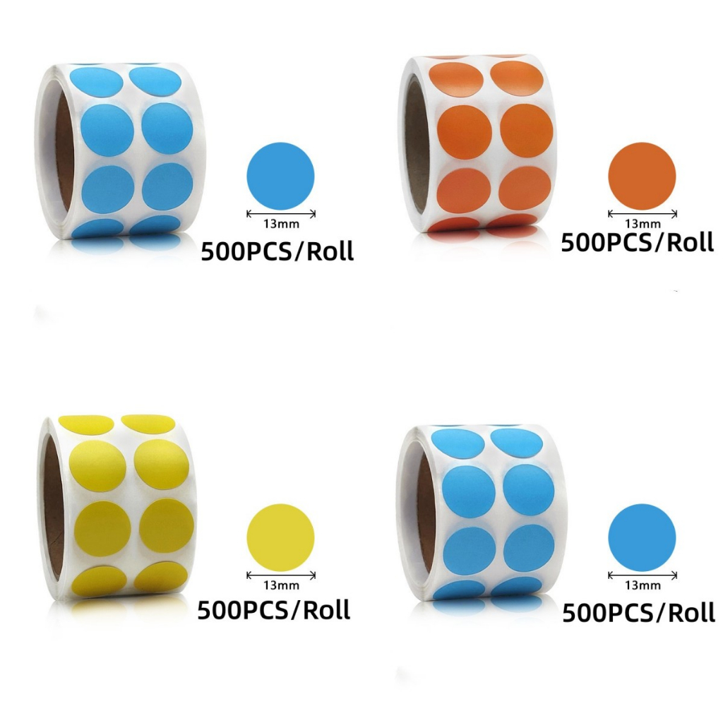 DIY 500PCS Diameter 13mm Round Stickers in 3 Assorted Colors Colored ...