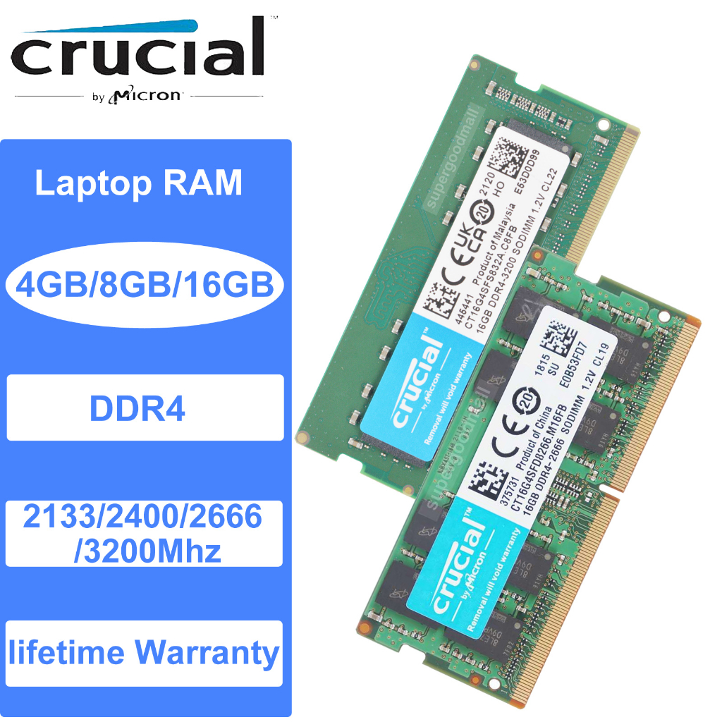 Crucial 4GB 8GB 16GB DDR4 2400Mhz 2666Mhz 2133Mhz 3200Mhz 1.2V 260Pin SODIMM Laptop Memory RAM ...