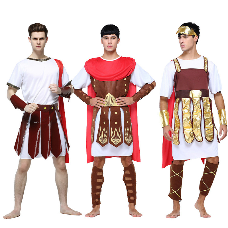 Adult Men Greek Roman Warrior Gladiator Costume Knight Julius Caesar ...