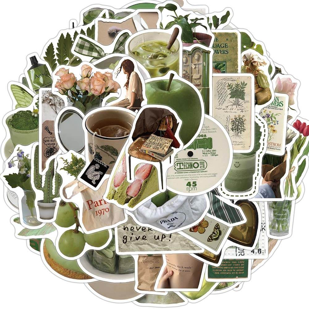 [Large stickers]62pcs Olive green Korean INS Stickers for Scrapbook ...