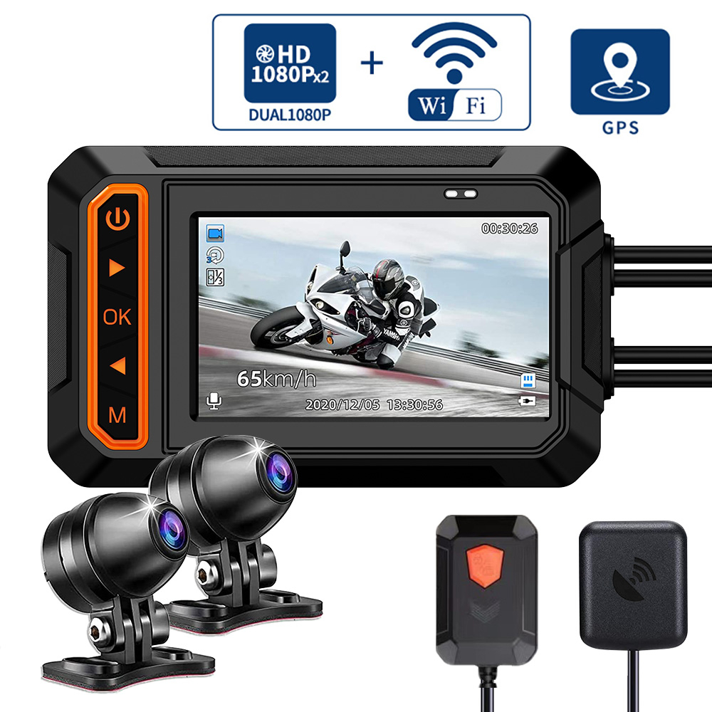 WiFi GPS Motorcycle Camera Front And Back Motorcycle DVR Dash Cam Full ...