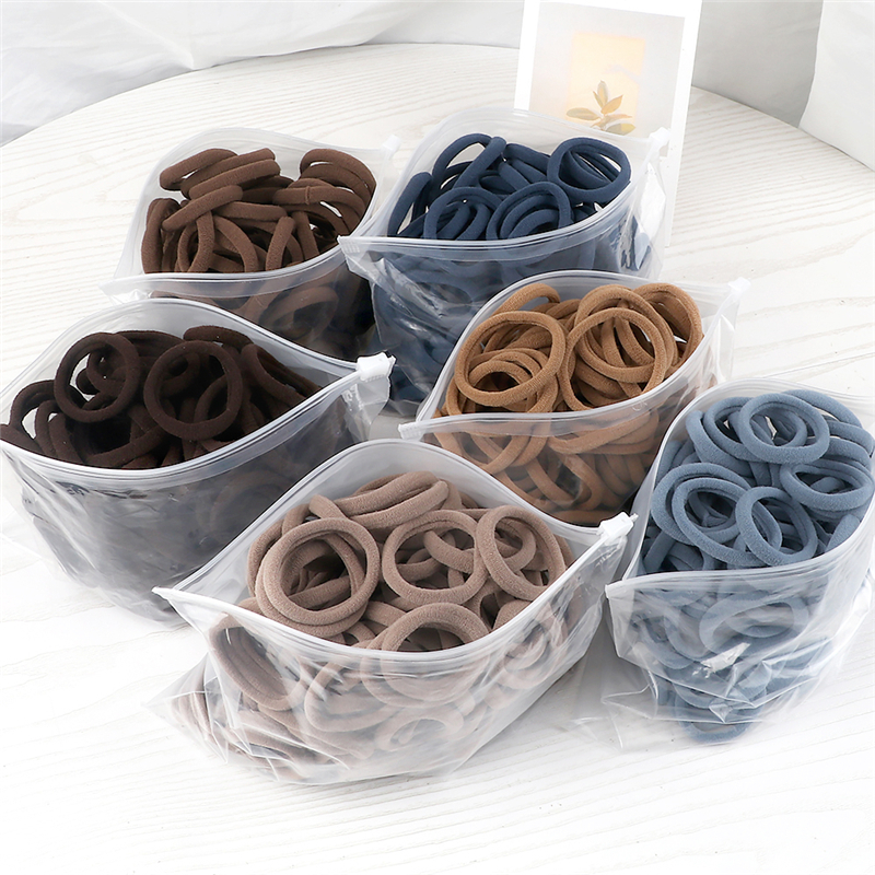 50PCS/Set Women Girls Basic Hair Bands 4cm Simple Solid Colors Elastic ...