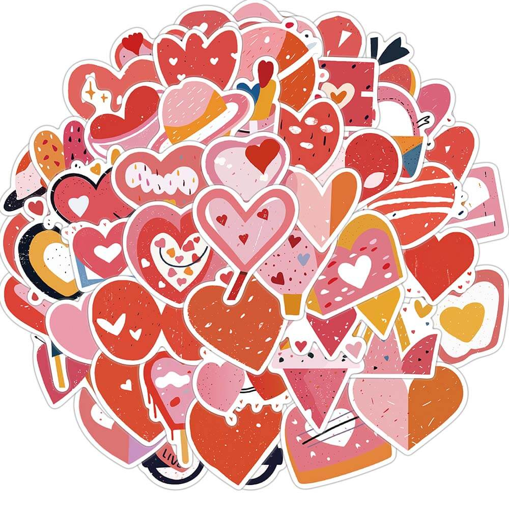 [Large stickers]50PCS Cute Cartoon Love Heart Stickers Kawaii Candy ...