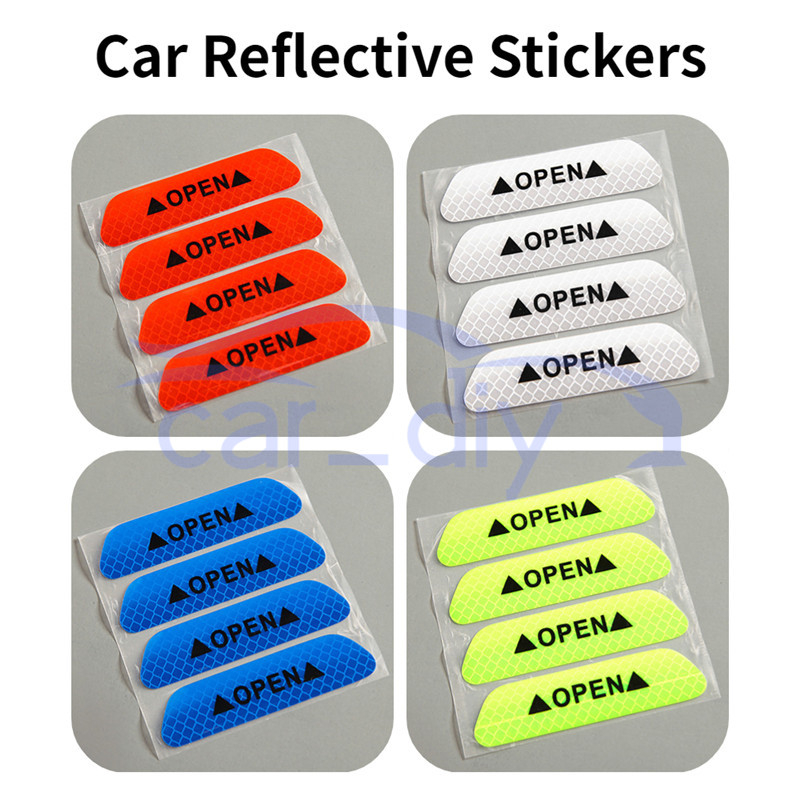 4pcs/lot Car Door Reflective Stickers Safety Warning Anti-collision ...