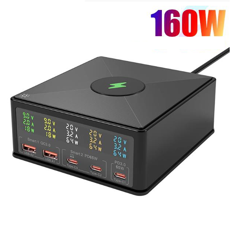 160W USB Type-C Phone Laptop Charging Station 15W Wireless Charging PD ...