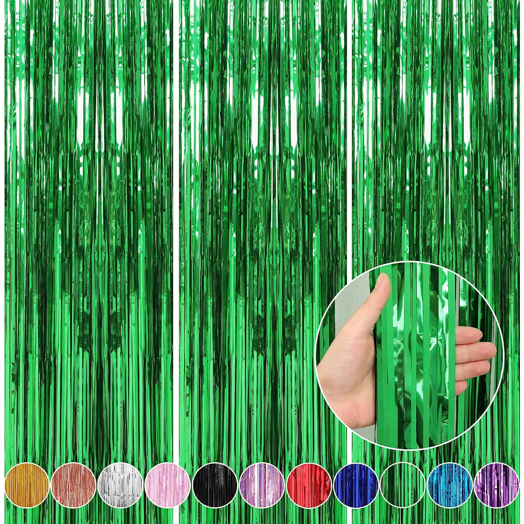 Green Foil Fringe Curtains Party Decorations Tinsel Curtain Backdrop ...