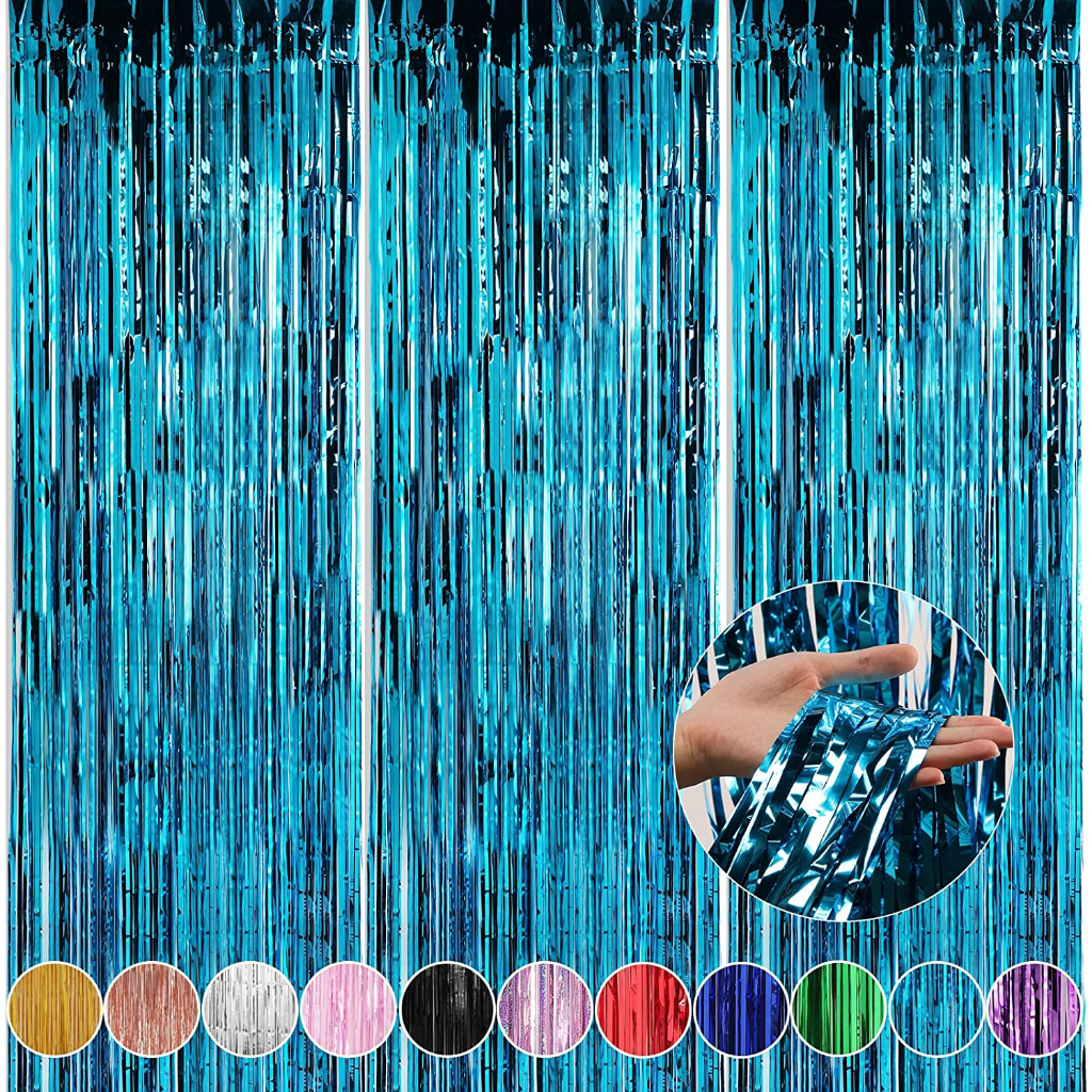 Blue Foil Fringe Curtains Party Decorations Tinsel Curtain Backdrop for ...