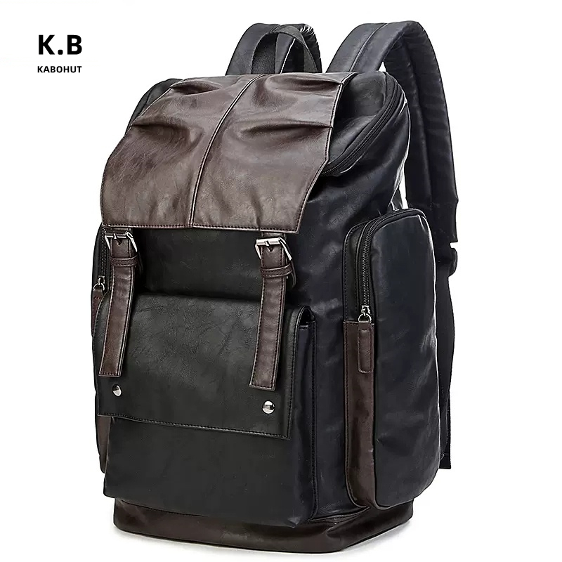 Kabohut Korean Casual PU Leather Flap Backpack 17inch Laptop Computer ...