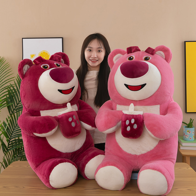 Lotso Strawberry bear pillow Stuffed toy cute girl large doll doll ...