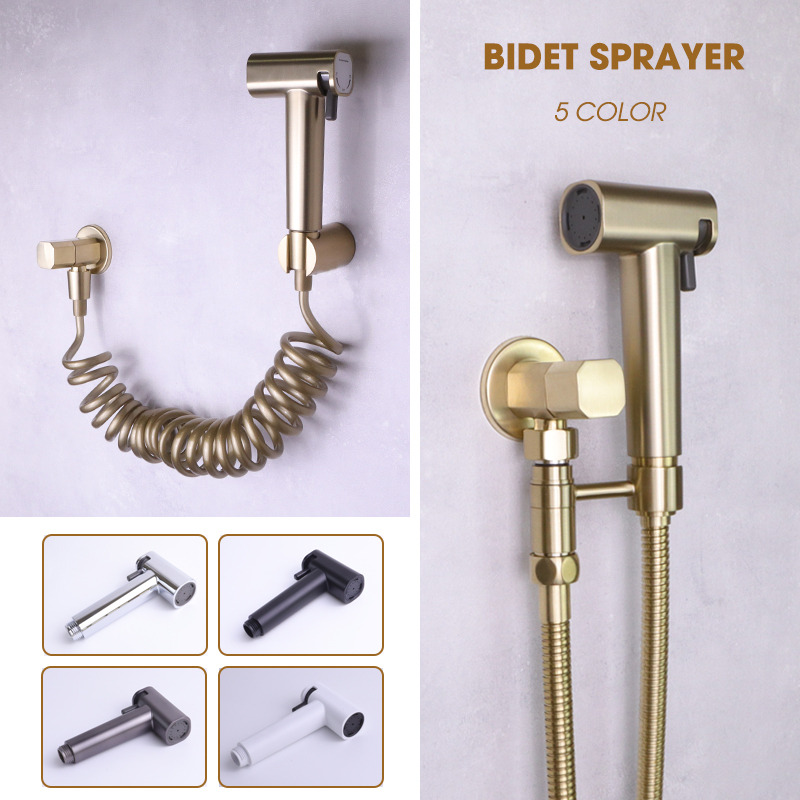 Bidet Valve Sprayer Set Chrome Black Gold Grey White Solid Brass Valve ...