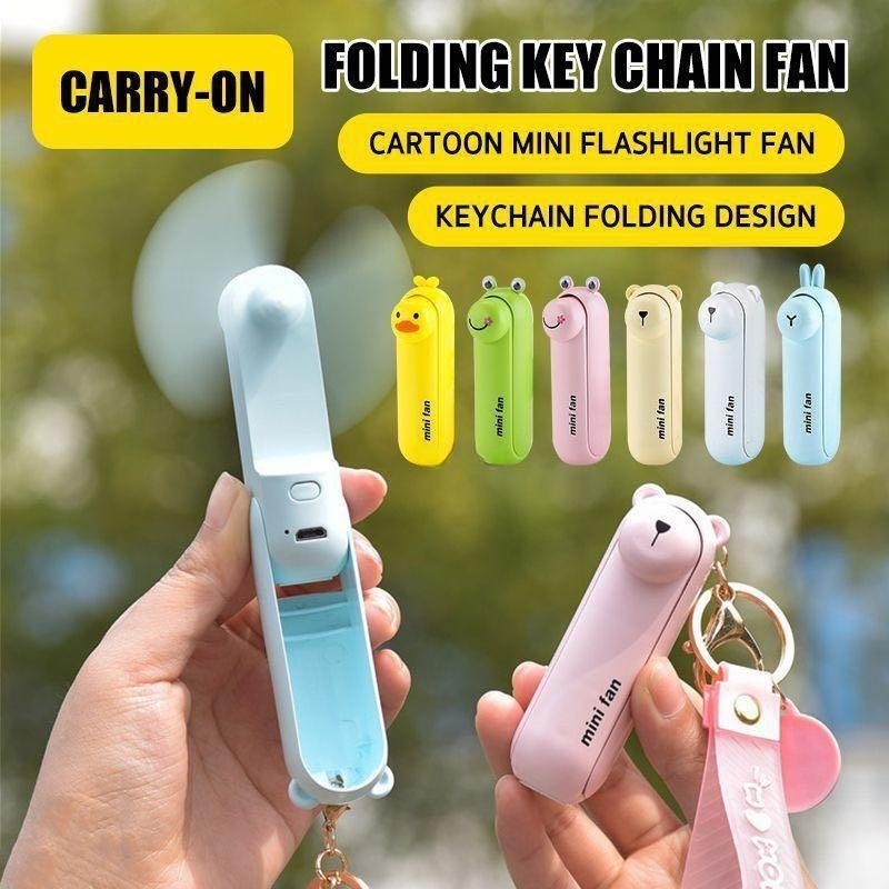 Cute keychain small fan Portable Mini Fan foldable hidden fan leaf ...