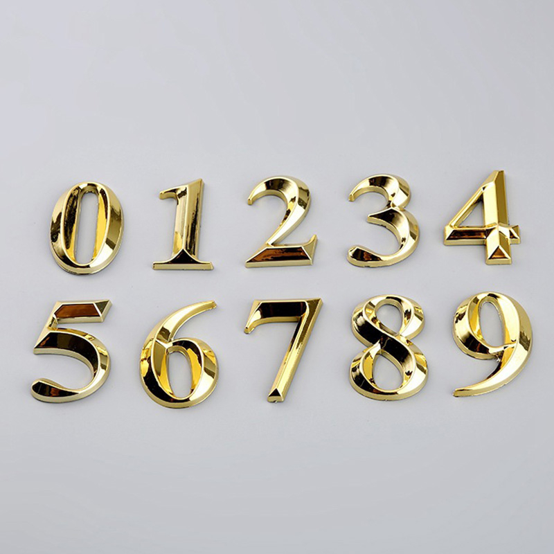 Modern Golden Plaque House Numbers 0 to 9 Hotel Door Numeral Plate Home ...