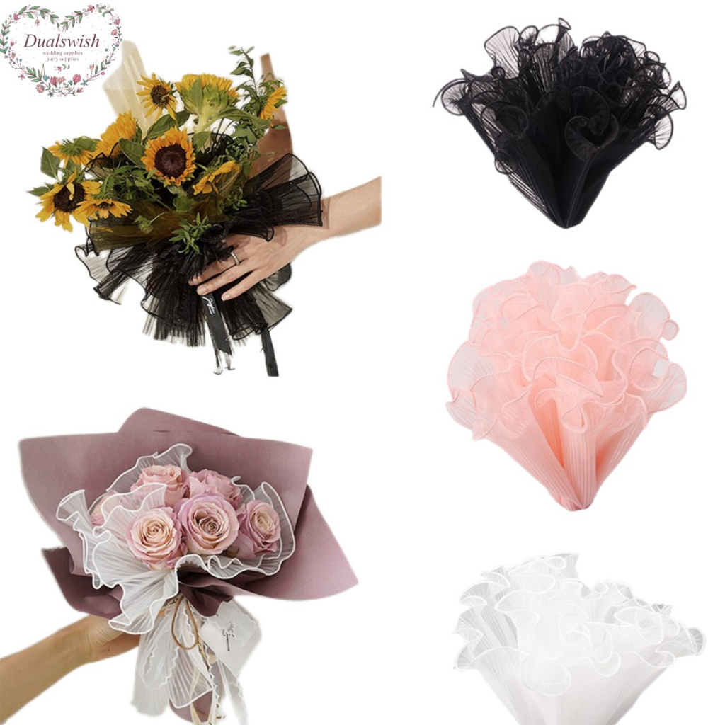 Dualswish 100*30cm Korean Wave Yarn Flower Bouquet Packaging Mesh ...