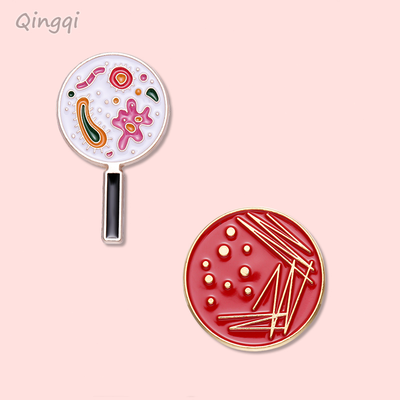 Creative Microscope Petri Dish Enamel Pins Cartoon Medical Science ...