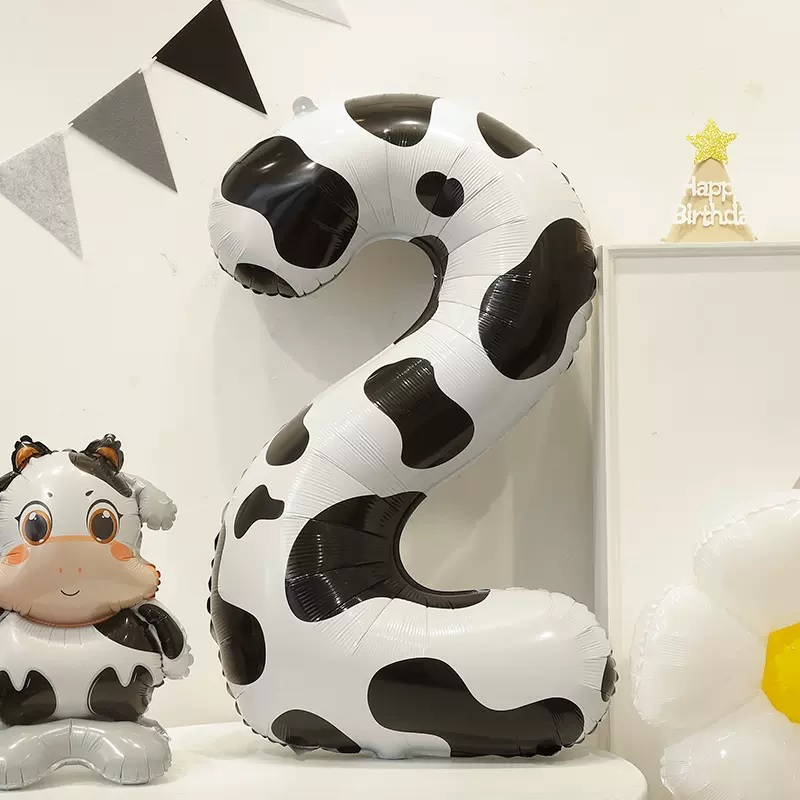 40 inch Cow Print 1 2 3 4 5 6 7 8 9 0 Digital Number Balloon Boy Girl ...