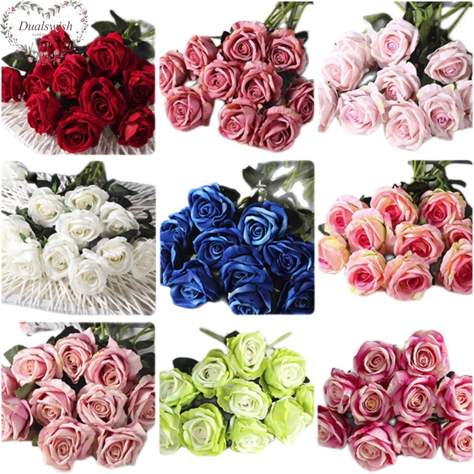 Dualswish High Quality 10cm Flannel Artificial Rose Flower for Wedding ...