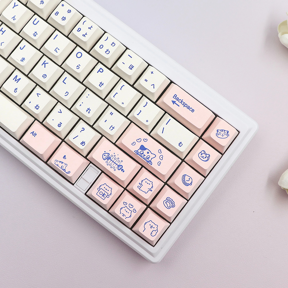 145 Keys Pink Cute Cat Keycaps Cherry Profile PBT Dye Sublimation ...