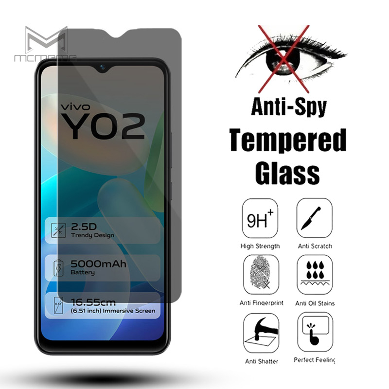 Anti-Spy Privacy Tempered Glass Screen Protectors VIVO Y29 Y39 Y19s Y03 ...