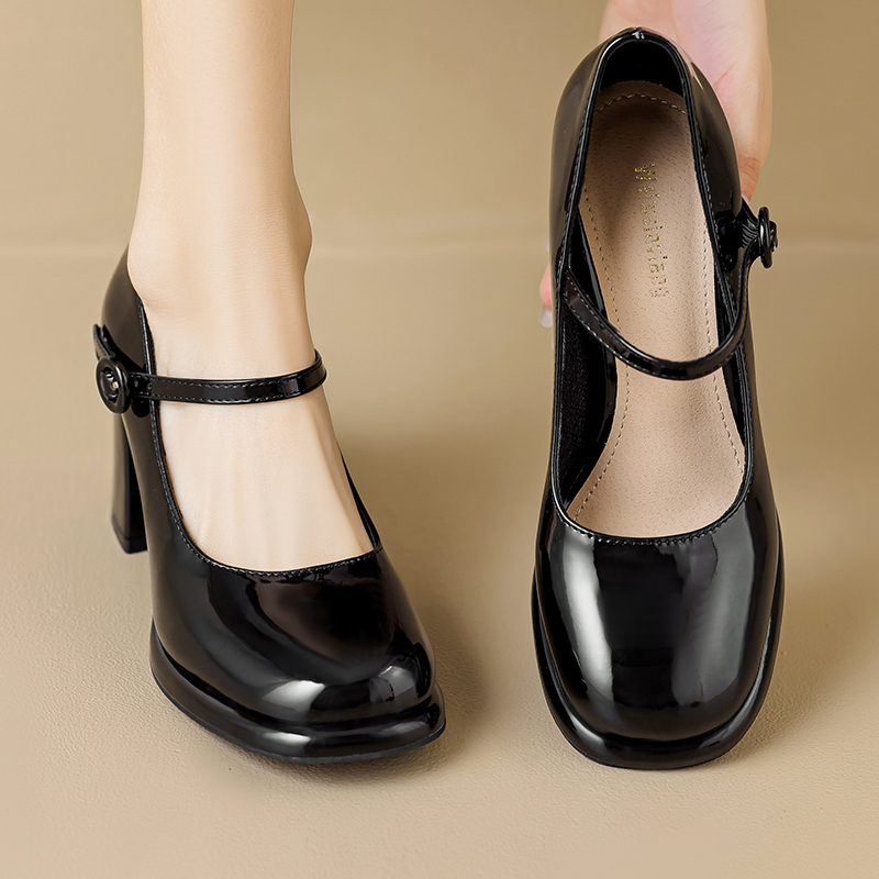 New Mary Jane High Heels Women'S Fashion French One Line With Thick ...