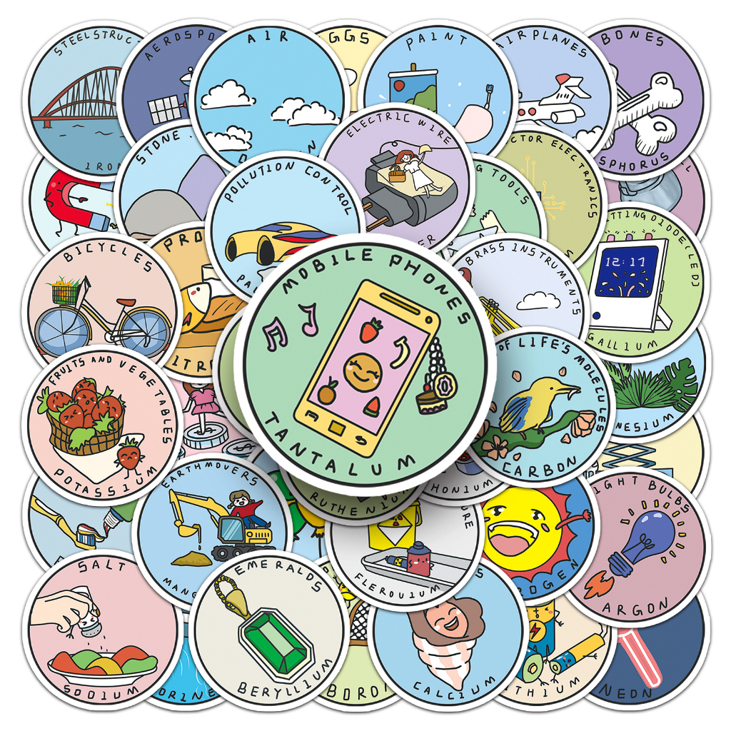 118 Piece Funny Periodic table of elements Stickers Waterproof DIY For ...